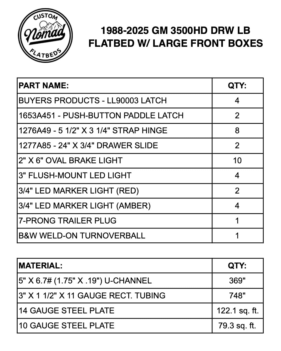 1988-2025 GM 3500 Flatbed W/ Large Front Boxes – nomadflatbeds