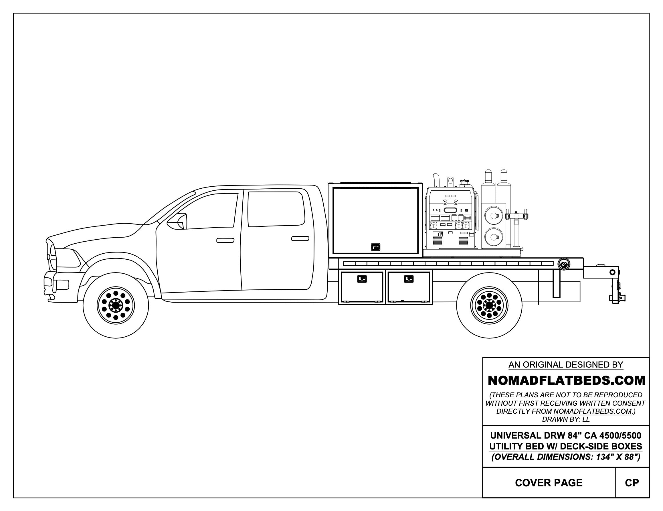 Universal 84ca Chassis Cab 45005500 Welding Bed W Front Cabinet